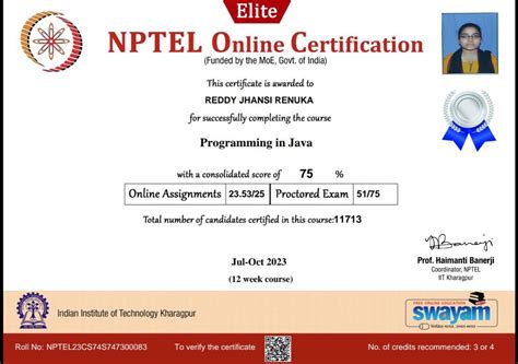 Reddy Jhansi Renuka On Linkedin Nptel Programminginjava Iitkharagpur