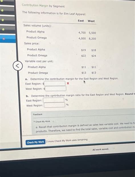 Solved Contribution Margin By Segment The Following