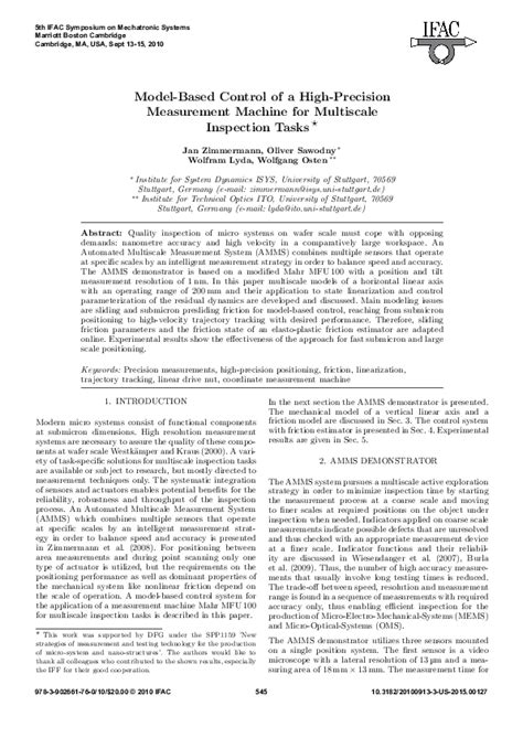 Pdf Model Based Control Of A High Precision Measurement Machine For Pdf Model Based Control Of A High Precision Measurement Machine For