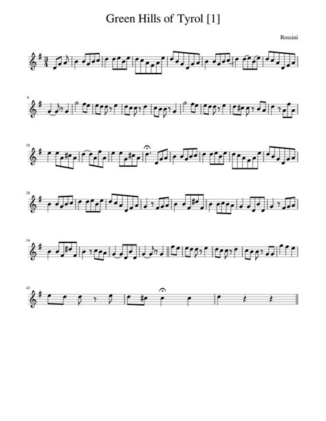 Rossini Green Hills Of Tyrol Sheet Music For Piano Solo Easy