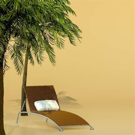 Premium Photo Summer Concept Background With Sun Lounger And Palm