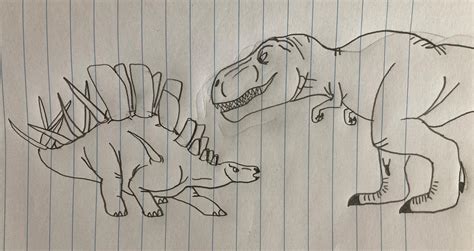 Tyrannosaurus Rex Vs Kentrosaurus By Drawasaurus04 On Deviantart