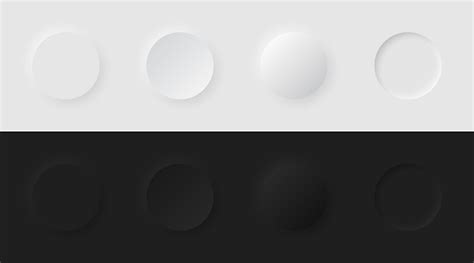 Meumorphism 스타일의 3d 원형 버튼 밝고 어두운 테마 벡터 템플릿입니다 0명에 대한 스톡 벡터 아트 및 기타 이미지 0명 3차원 형태 그림자 Istock