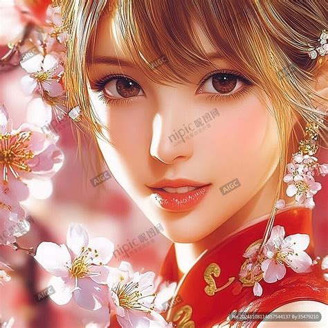 Ai创作图鼠绘美女插画 手绘桃花美女 写实人物插画 鼠绘模特 桃花美人插画 鼠绘少女 Cg美女 高清手绘美女 鼠绘古代美女 鼠绘人物 高清鼠绘