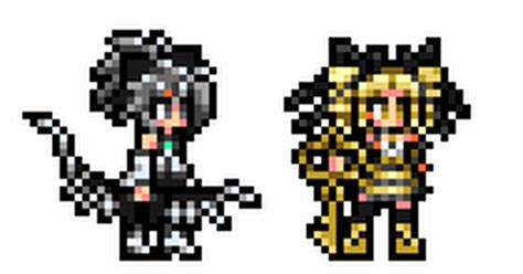 ドット絵 格ゲ風ドット ミラ・シルバリカ＆レディア・ゴールドキー 凍柱のイラスト Pixiv