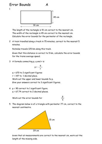 Gcse Maths Ks4 Error Bounds Revision Teaching Resources
