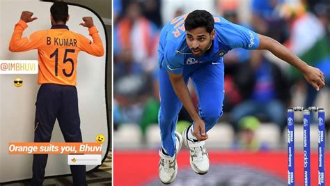Bhuvneshwar Kumar Poses In New Orange Team India Jersey Hints At