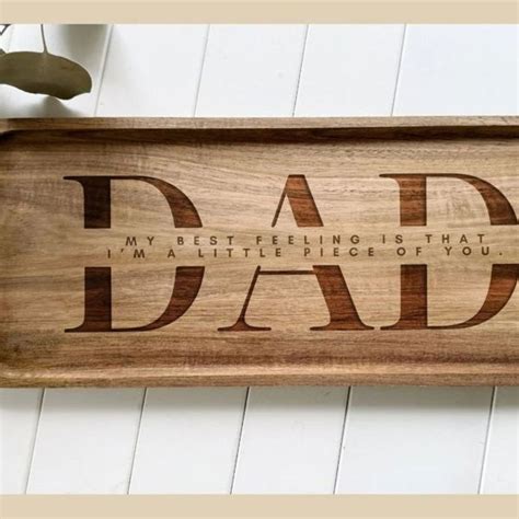 Engraved Acacia Wood Tray Dad With Thoughtful Message Handmade