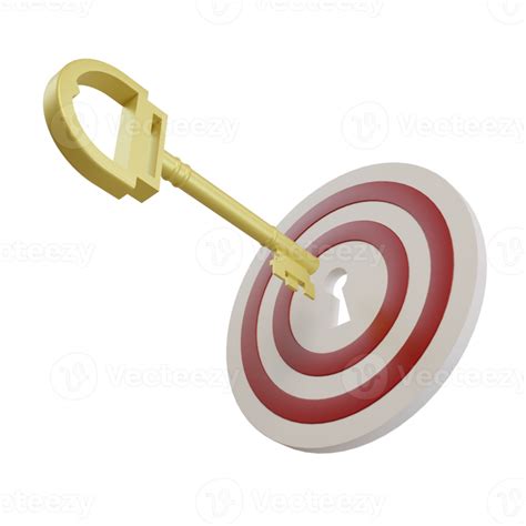 3d Target With Key In The Keyhole Businesspeople Holds Big Key And Hit Business Target Stock