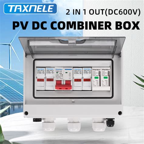 PV DC Combiner Box 2 In 1 Out Solar Photovoltaic DC 600V Surge Lightning Protection 2 Groups