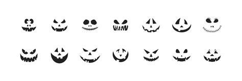 Premium Vector Scary Horror Halloween Pumpkin Face Icon Set Vector Eps 10
