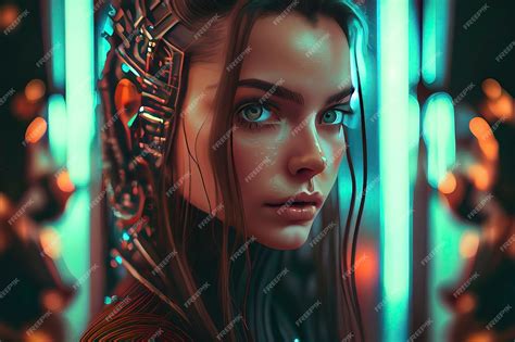 Premium Photo Woman Transformed Into Robot Eyes Close Up Skull To Android Transformation From