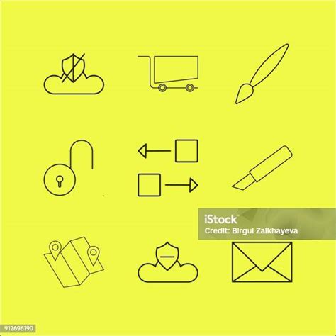 Web 線性圖示集簡單輪廓圖示向量圖形及更多保安圖片 保安 圖示 地圖 Istock