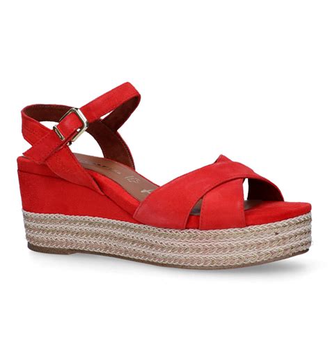 Tamaris Oranje Sandalen met sleehak | Dames Sandalen