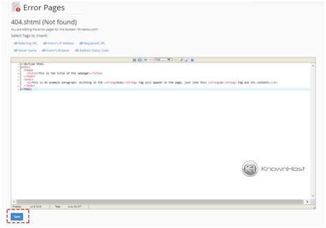 How To Create Custom Error Pages In CPanel KnownHost