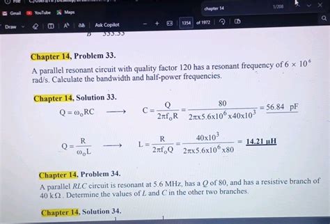 Chapter 14 Problem 33 A Parallel Resonant StudyX