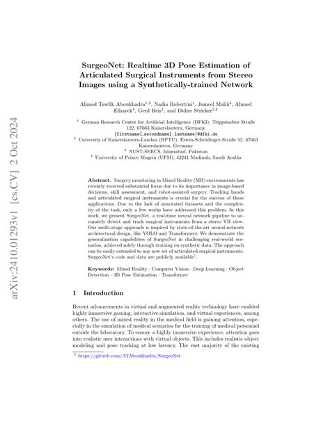 Pdf Surgeonet Realtime 3d Pose Estimation Of Articulated Surgical
