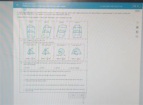 Solved Area And Volume Using Cross Sections To Identify Solids With