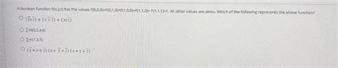 solved a boolean function f x y z has the values