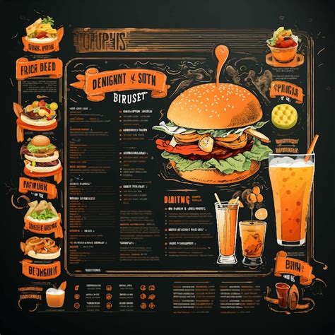 Premium Photo Digital Restaurant Menu Horizontal Format Template With