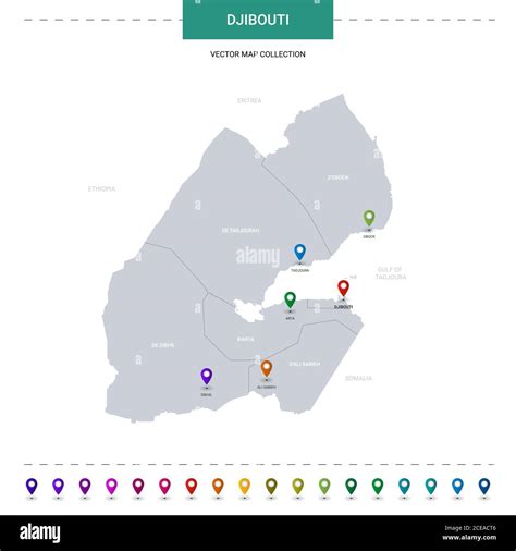Djibouti Map With Location Pointer Marks Infographic Vector Template Isolated On White
