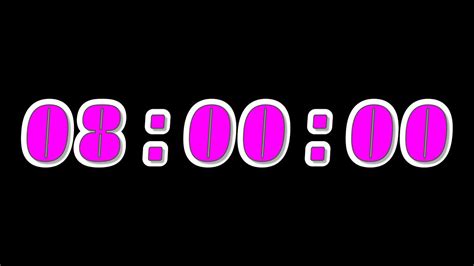 8 Hours Countdown Timer With Alarm And Time Markers Chapters Pink