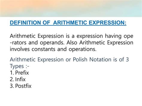 Arithmetic Expression Pptx Technology And Computing