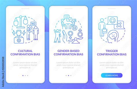 Confirmation Bias In Recruitment Blue Gradient Onboarding Mobile App Screen Walkthrough 3 Steps