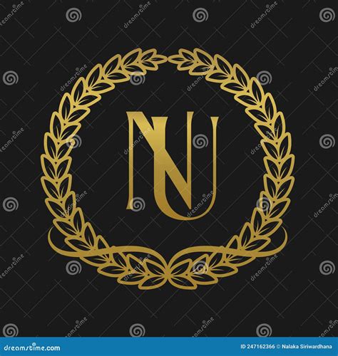 Logo De La Carta De Nu Con Laurel De Oro Ilustración del Vector