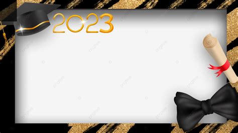 畢業季2023質感邊框慶祝黑金色 畢業季 2023 邊框素材圖案PSD和PNG圖片免費下載