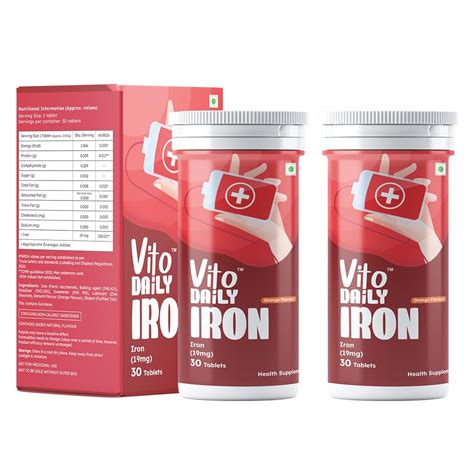 Vito Daily Iron 19 Mg Fast Dissolve Daily Dose Ideal For Men And Women