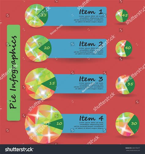 Infographics Template Pie Graphs Decorated Triangles Vector De Stock
