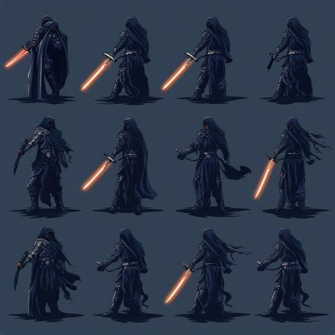 Premium Ai Image A Group Of Illustrations Of A Man With A Sword And A