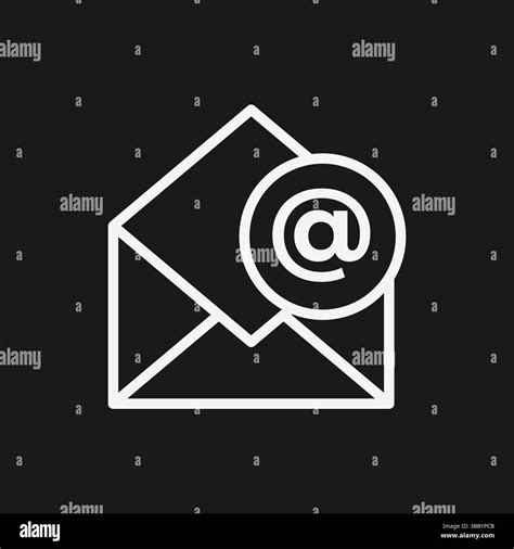 Minimalist Email Icon Vector Simple Outline Illustration Of Open Envelope With At Symbol Graphic
