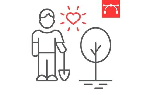 Man Planting Tree Line Icon Graphic By Fox Design Creative Fabrica