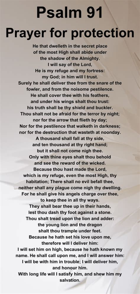 Free Psalm 91 Prayer Of Protection Printable Version