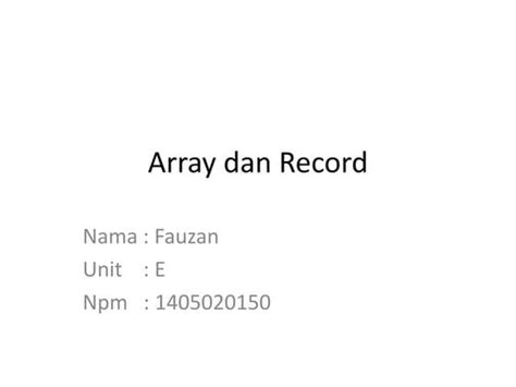 Record Dan Array Pptx