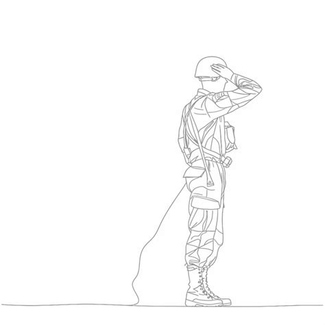 Premium Vector Continuousonelinedrawingasoldier