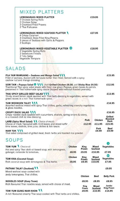 Our Menu Lemongrass Best Thai Restaurant In Liverpool