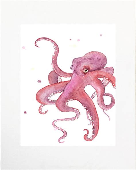 Watercolor Octopus Octopus Art Octopus Decor Octopus Art Print
