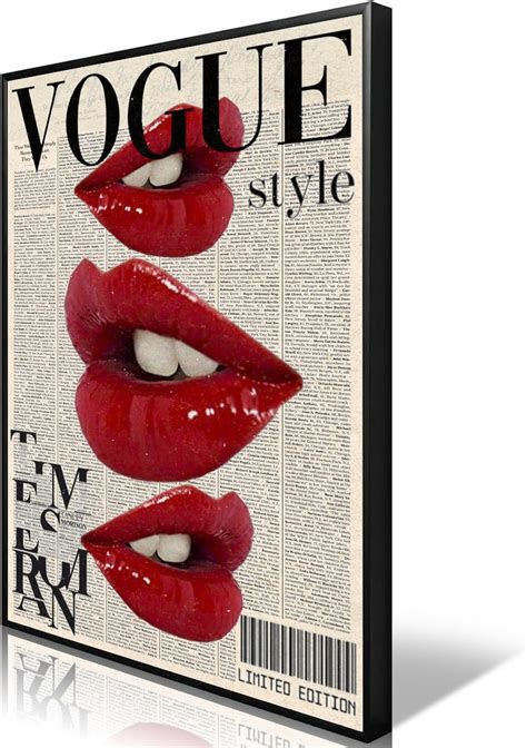 Yostyle Fashion Vogue Canvas Wall Art Framed Trendy Preppy Red Lips