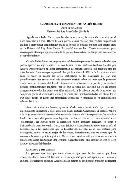 Laicismo En La Obra De Andrés Ollero Pdf Secularidad Iglesia Católica