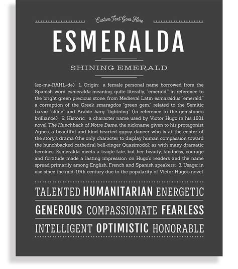 Esmeralda Name Art Print Personalized Art Print Descriptive Words
