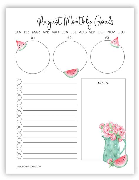 August Planner Printables Free Pdf Download Simply Love Coloring