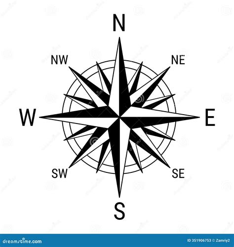 Compass Star Icon With 16 Directions Cartoon Vector