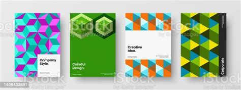 깨끗한 모자이크 모양 포스터 일러스트 번들 원래 표지 A4 벡터 디자인 템플릿 컬렉션입니다 0명에 대한 스톡 벡터 아트 및 기타