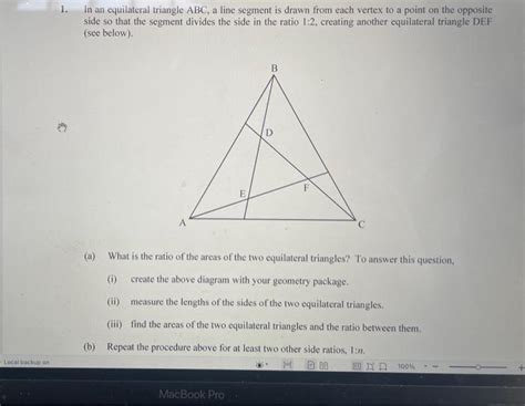Solved In An Equilateral Triangle Abc A Line Segment Is