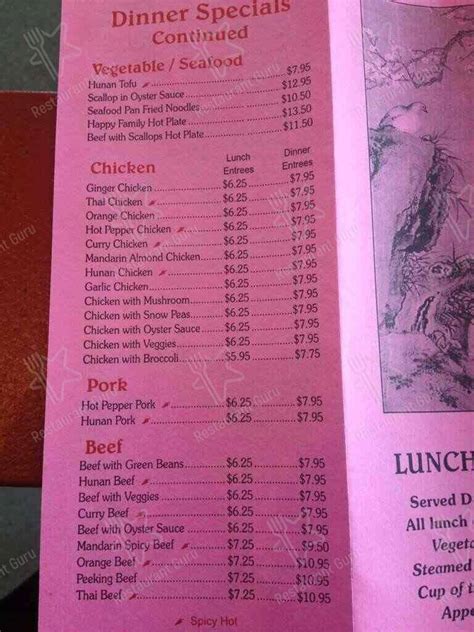 Menu At Chung Hing Restaurant Nampa