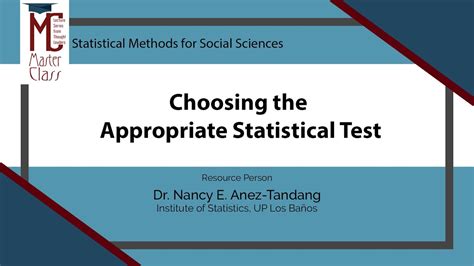 Choosing the Appropriate Statistical Test Dr Nancy E Añez Tandang UPOU Networks