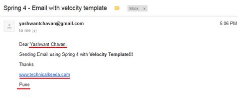 Spring Velocity Email Template Example Spring 4 Sending Email With